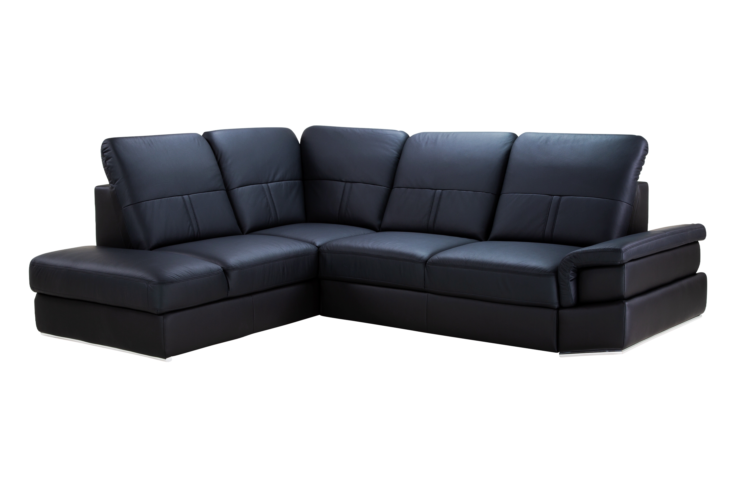 Leder Sofa L-Form Chiara - mit Schlaffunktion - Schwarz | Sofas zum ...