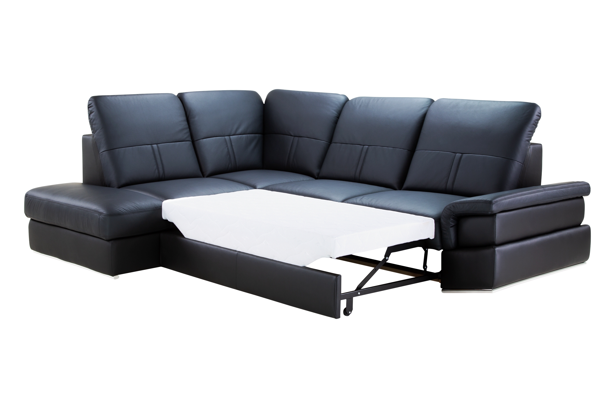 Leder Sofa L-Form Chiara - mit Schlaffunktion - Schwarz | Sofas zum ...