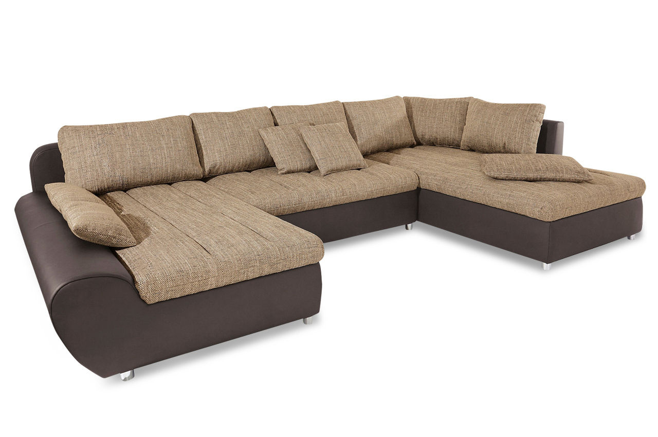 Wohnlandschaft mit Schlaffunktion Braun Sofas zum halben Preis