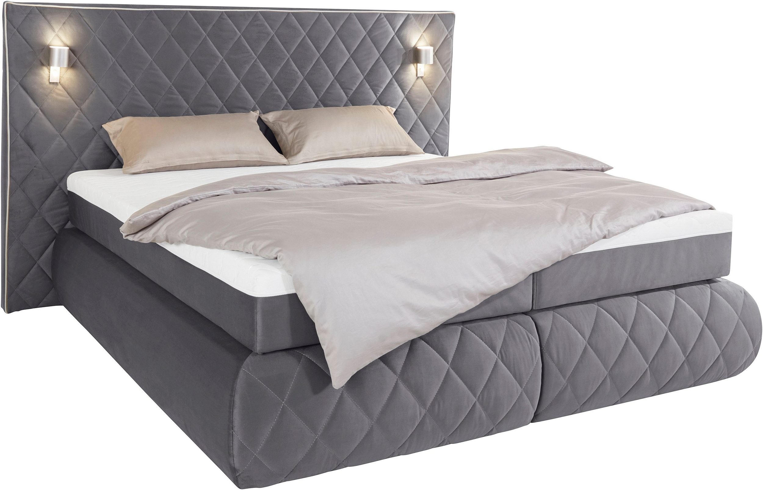 Boxspringbett 180x200 Alaric - Grau | Sofas zum halben Preis